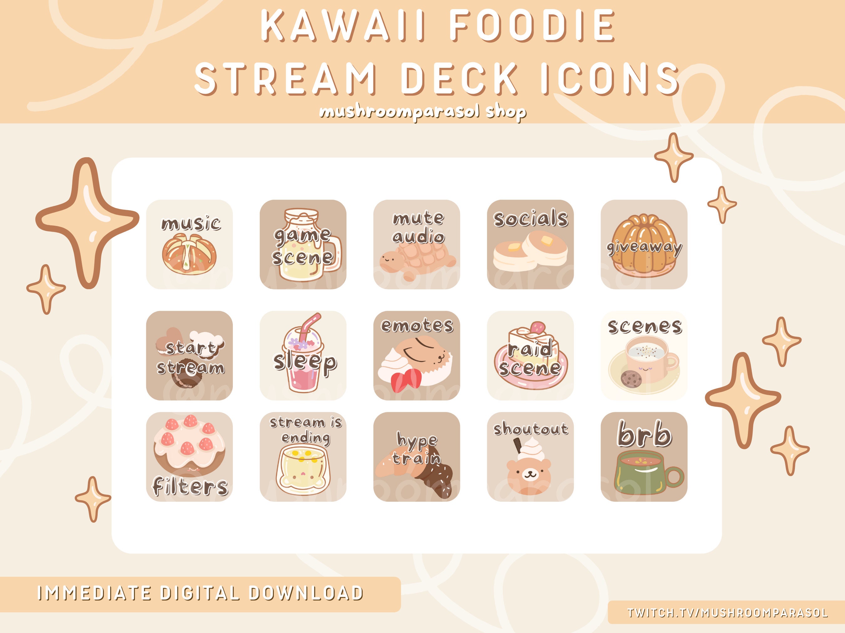 Kawaii Foodie Stream Deck Cover Icons - Cute, Boba, Cake - Etsy