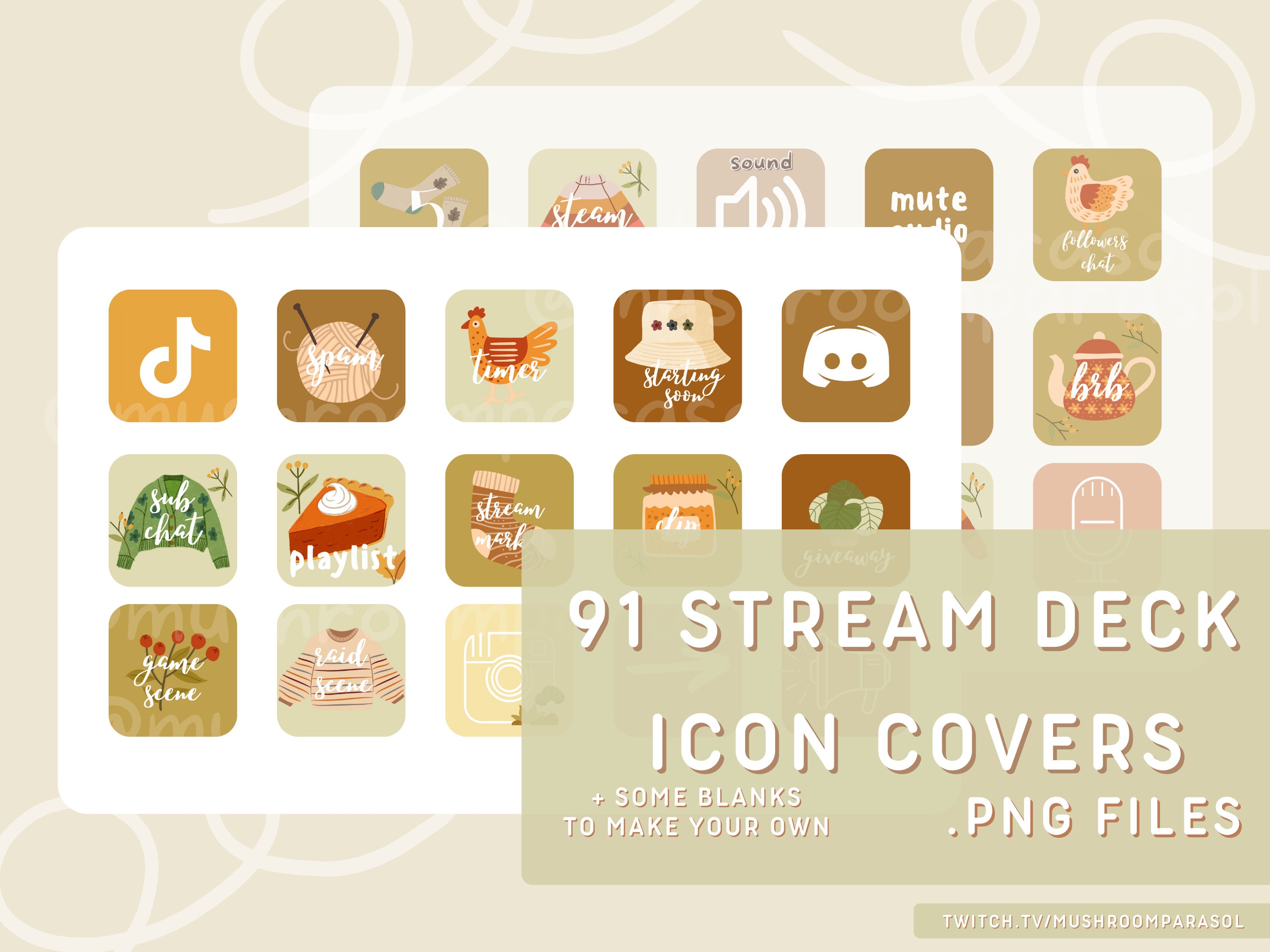 Cozy Cottage Stream Deck Icons - 91 Cottagecore, Beige, Brown, Icons ...