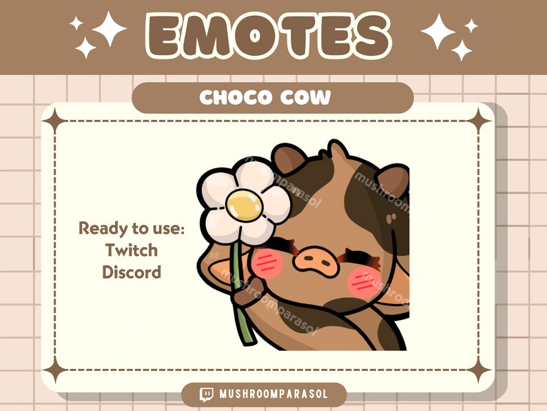 Twitch Emote Choco Cow | Discord Twitch Cottagecore Cute Kawaii - Etsy
