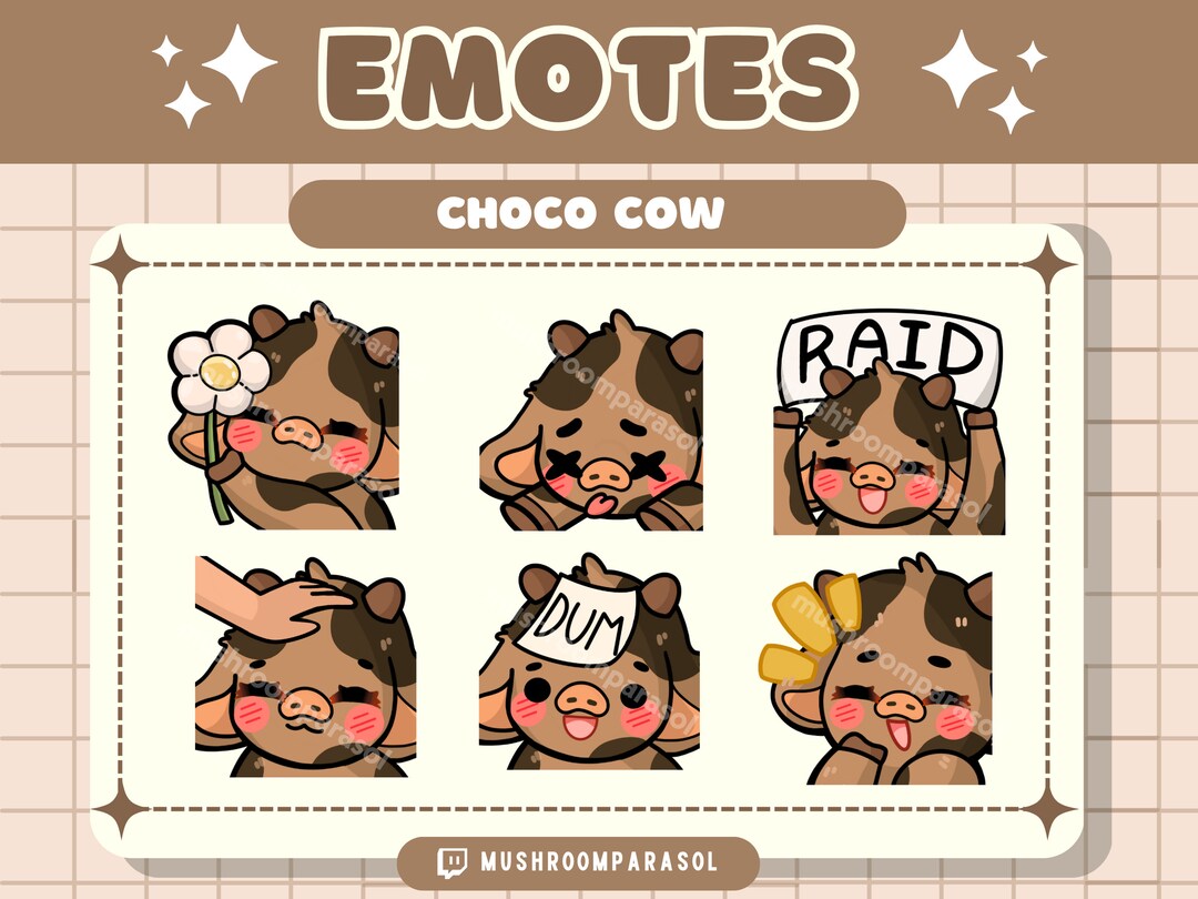 Twitch Emote Choco Cow | Discord Twitch Cottagecore Cute Kawaii - Etsy