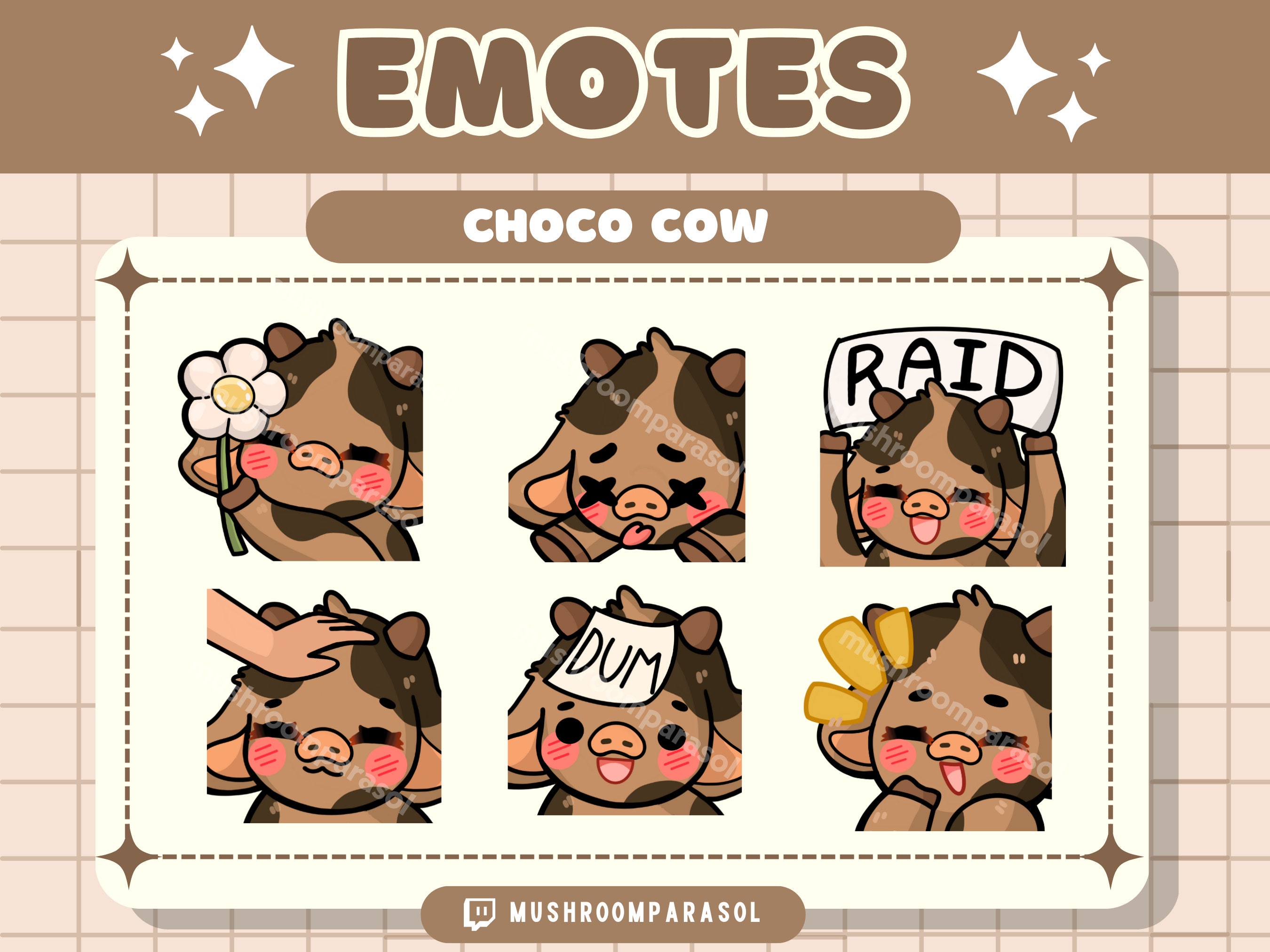 Twitch Emote Choco Cow | Discord Twitch Cottagecore Cute Kawaii - Etsy