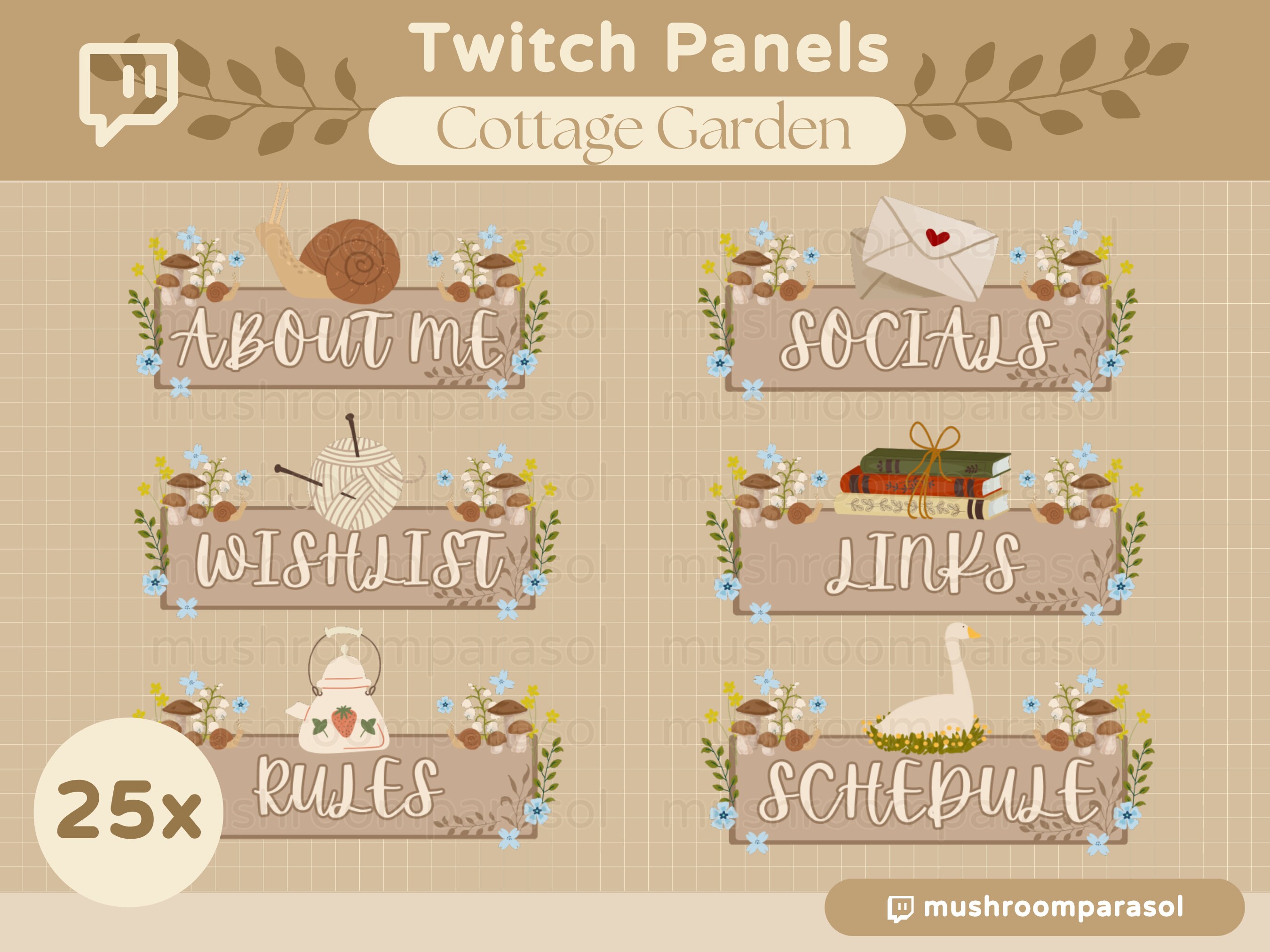 Cottagecore Garden Twitch Panels | Cozy, Cute, Streaming - Etsy