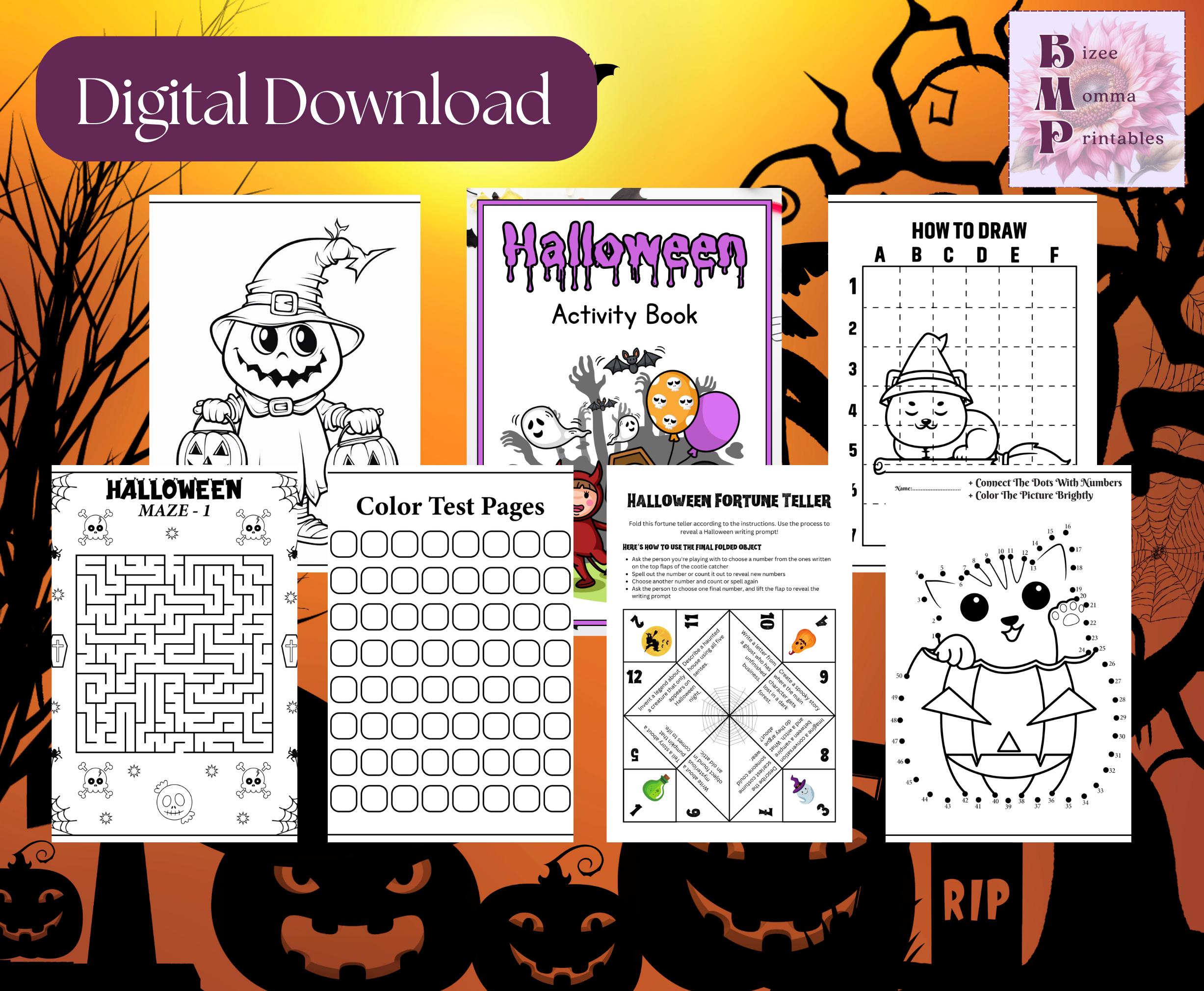 Halloween Activity Book for Kids | Printable Spooky Fun Pages | 100 ...