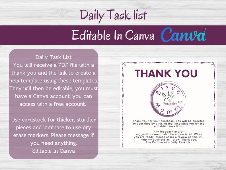 Editable Daily Checklist: Task List Printable (canva Template) - Etsy