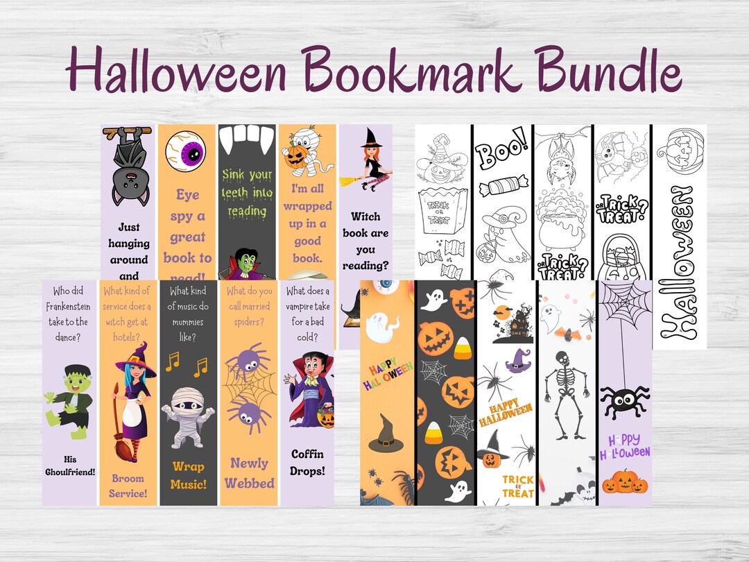 Halloween Bookmarks: Kids Printable Reading List (digital Printables ...