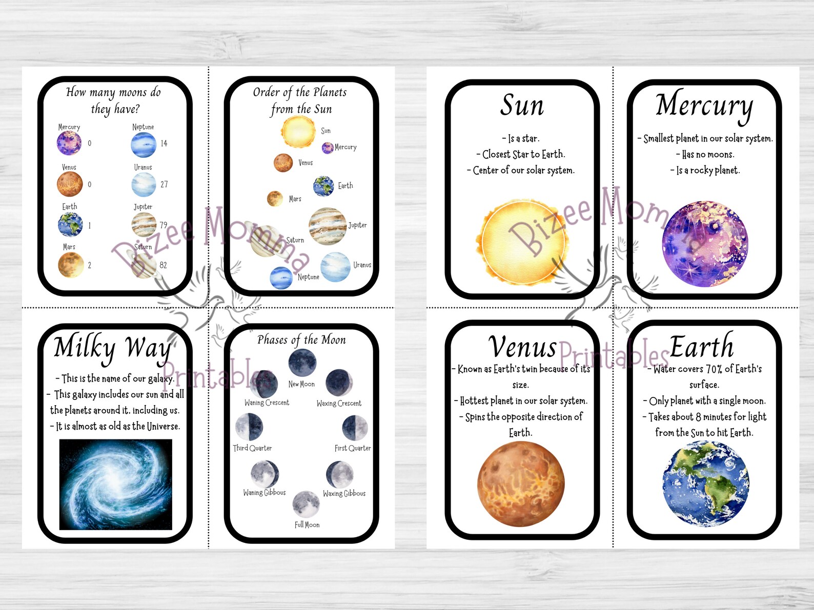 Space Flash Cards, Educational Flash Cards, Flash Cards, Digital Print ...