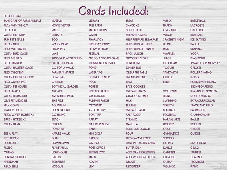 Family Chore Cards for Kids Routine and Activity Cards for Busy Family ...