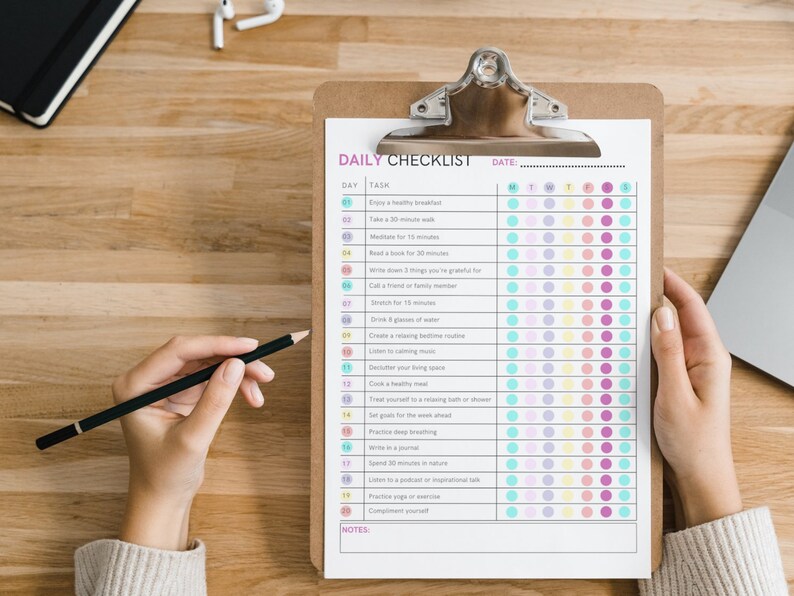 Editable Daily Checklist Printable | Canva Habit Tracker | Minimal Routine Planner - Etsy
