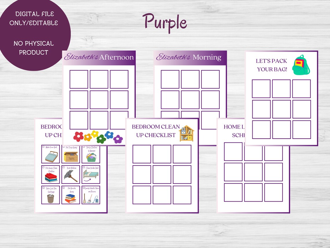 Routine & Chore Charts for Girls, Tasks, Checklists, Kids Printables ...