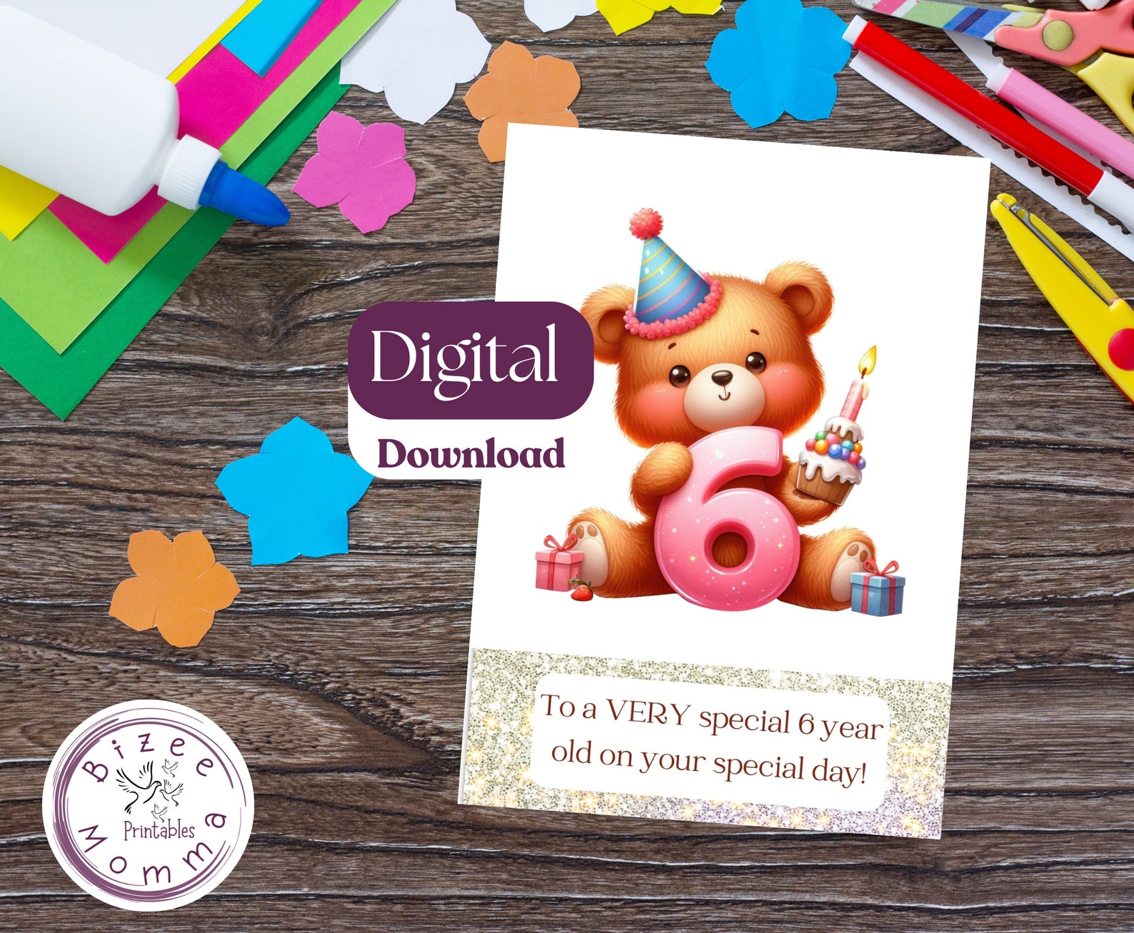 Sixth Birthday Card, 6th Birthday Card, Happy Birthday, Happy 6th ...