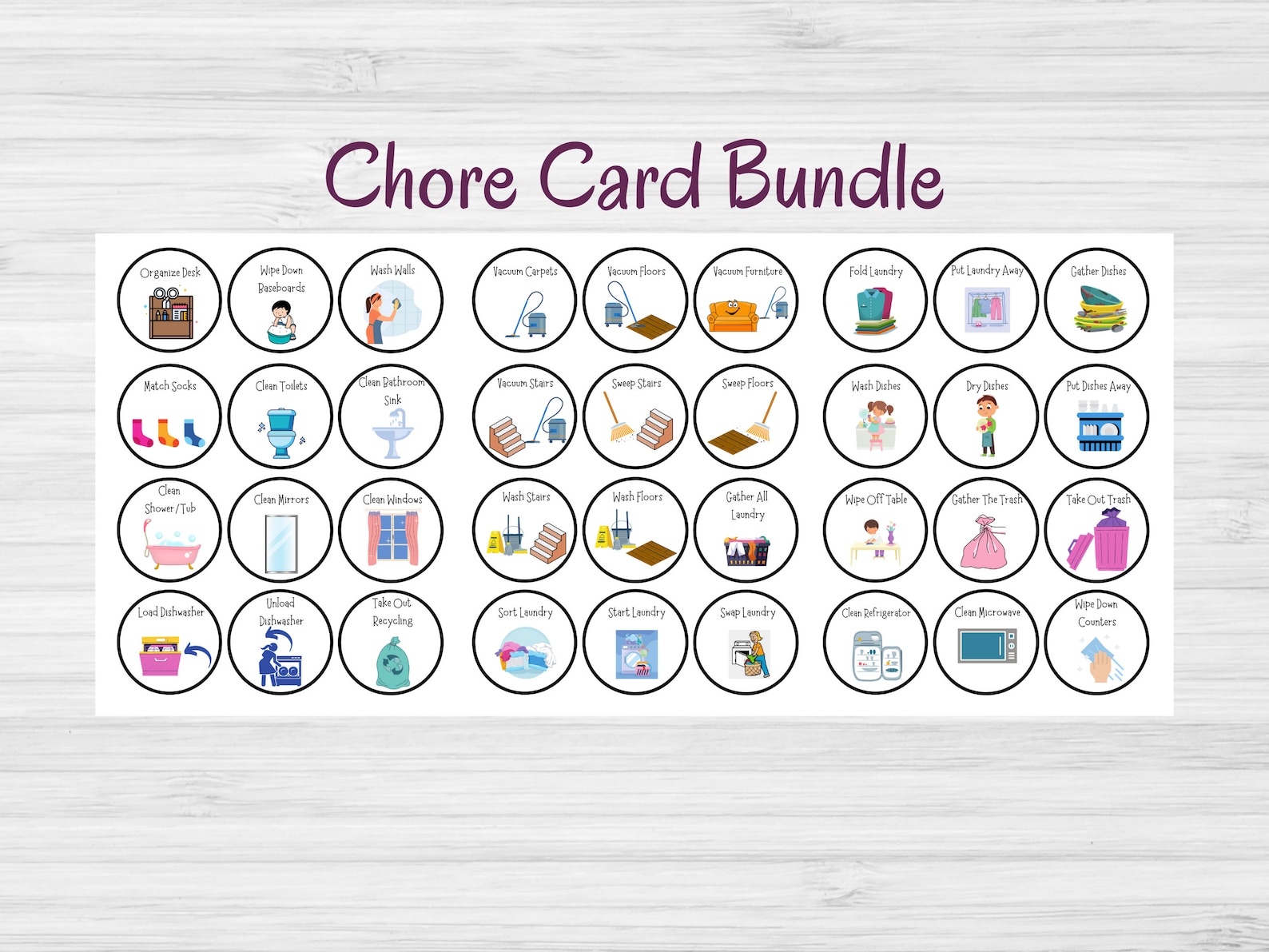 Chore Cards for Kids and Family Chore Cards for Boys and Girls Routine ...