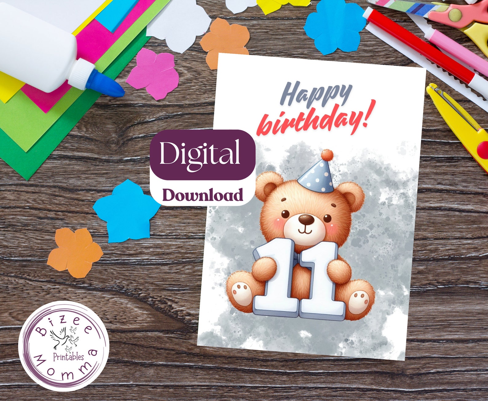 Eleventh Birthday Card, 11th Birthday Card, Happy Birthday, Happy 11th ...