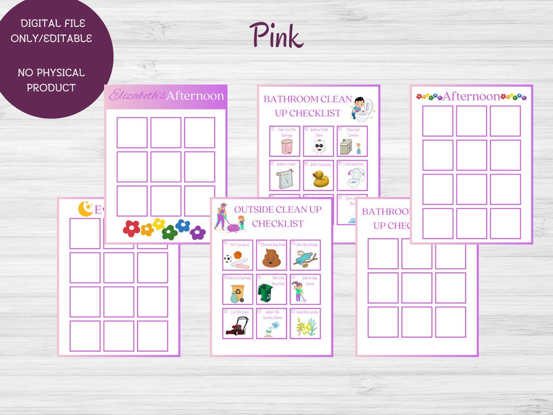 Routine & Chore Charts for Girls, Tasks, Checklists, Kids Printables ...