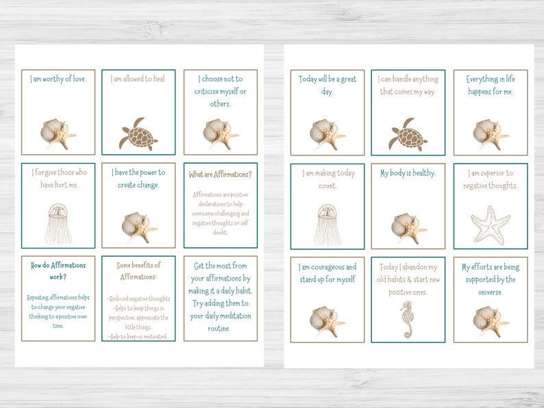 Affirmation Cards Ocean Themed Affirmation Cards for Mindfulness Cards ...