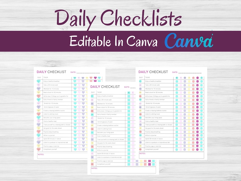 Check List Editable Task List for Parents Daily Checklist Printable ...