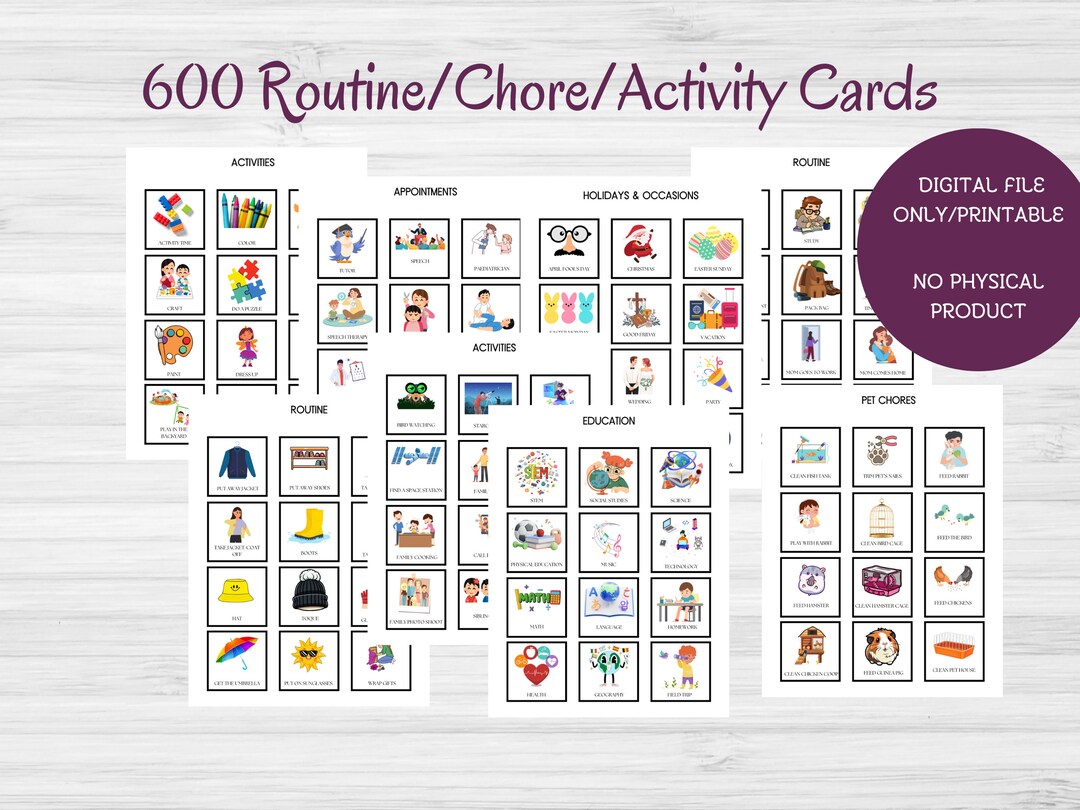 Family Chore Cards for Kids Routine and Activity Cards for Busy Family ...