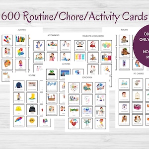 Family Chore Cards for Kids Routine and Activity Cards for Busy Family ...