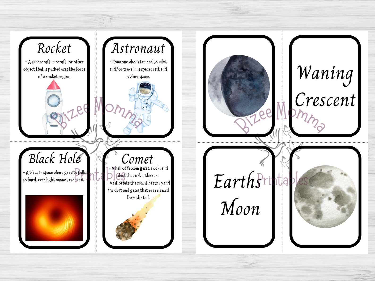 Space Flash Cards, Educational Flash Cards, Flash Cards, Digital Print ...