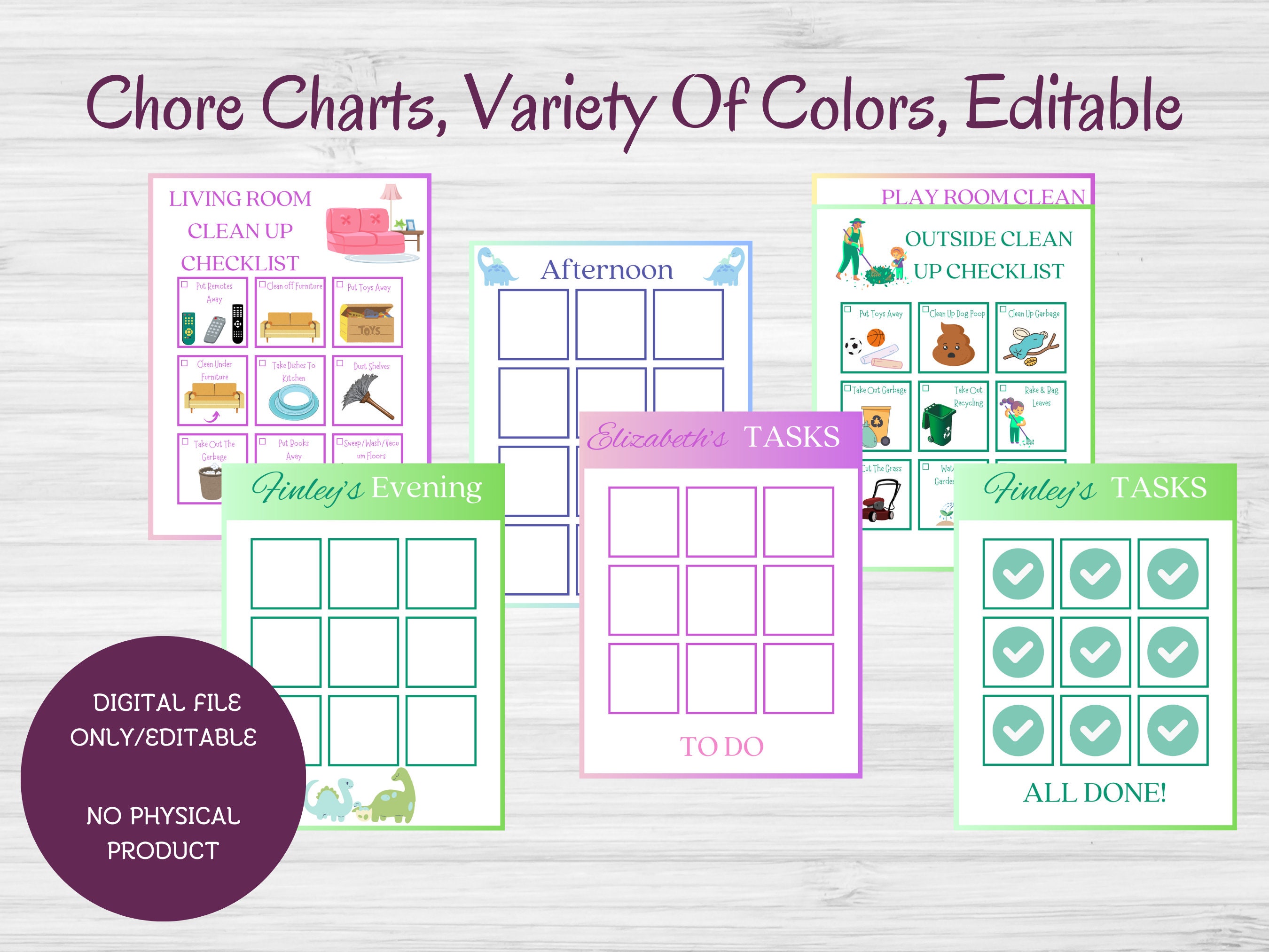 Chore Charts for Boys and Girls Routine Checklist Printable Chore ...