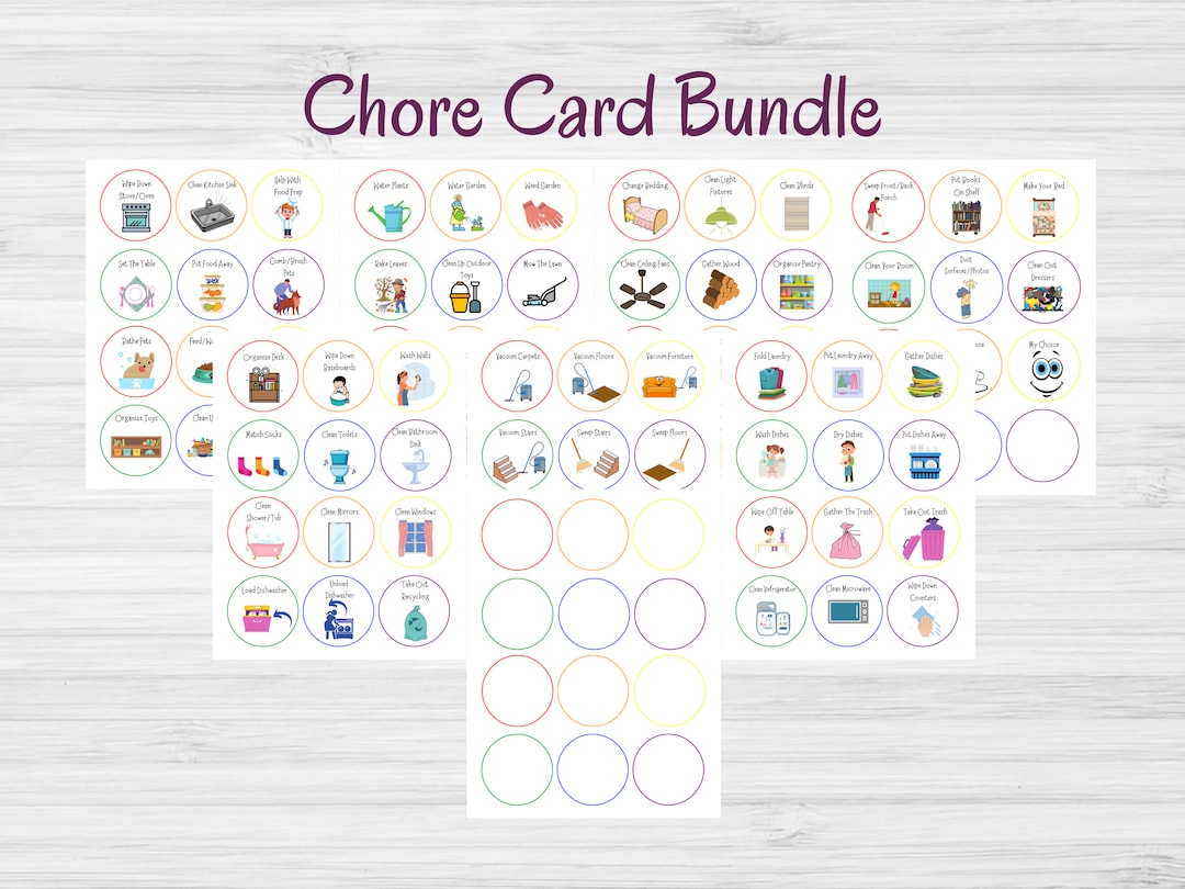 Chore Cards for Kids and Family Chore Cards for Boys and Girls Routine ...