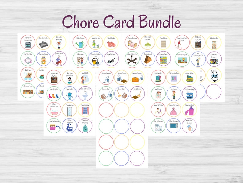 Chore Cards for Kids and Family Chore Cards for Boys and Girls Routine ...