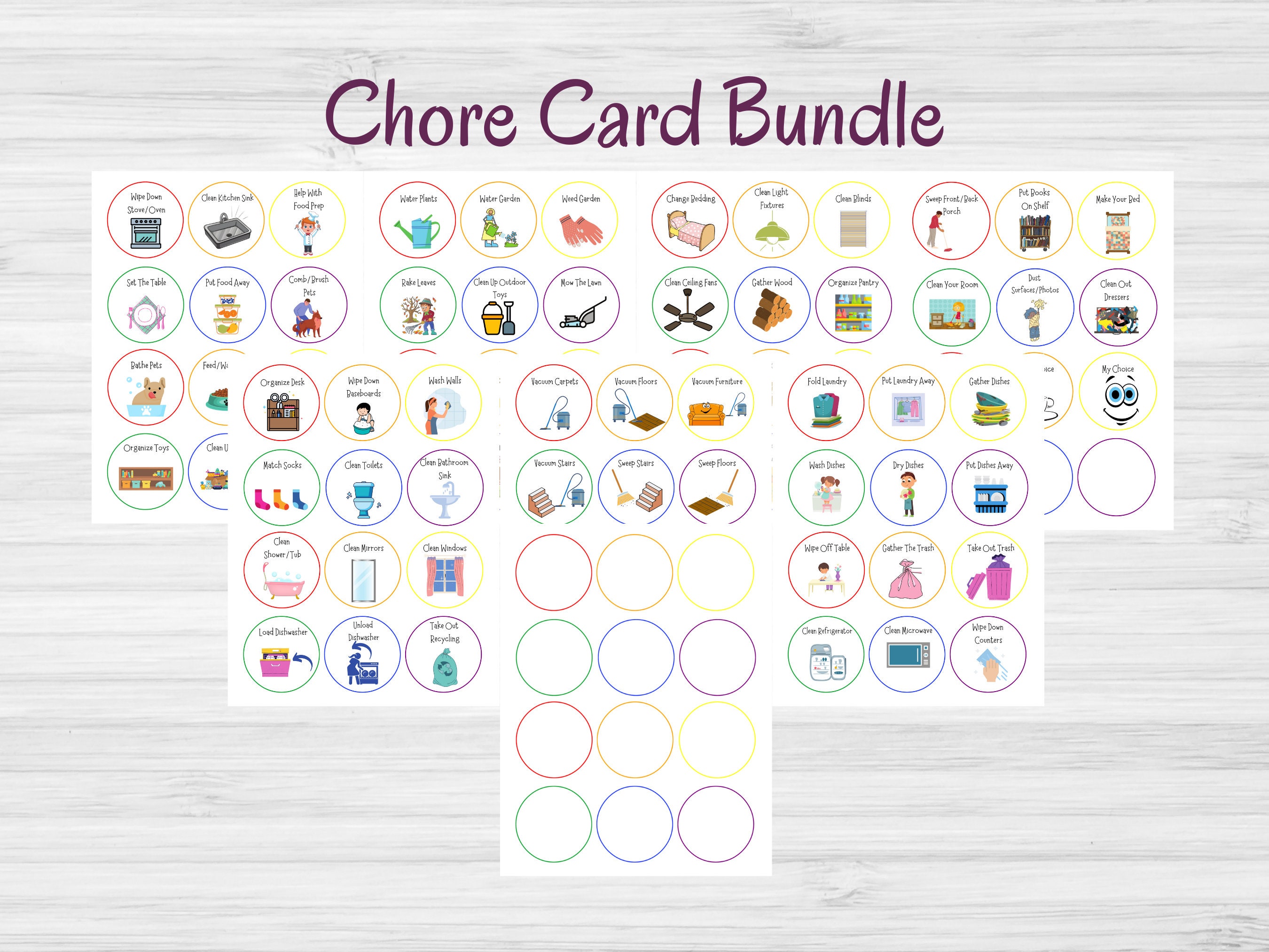 Chore Cards for Kids and Family Chore Cards for Boys and Girls Routine ...