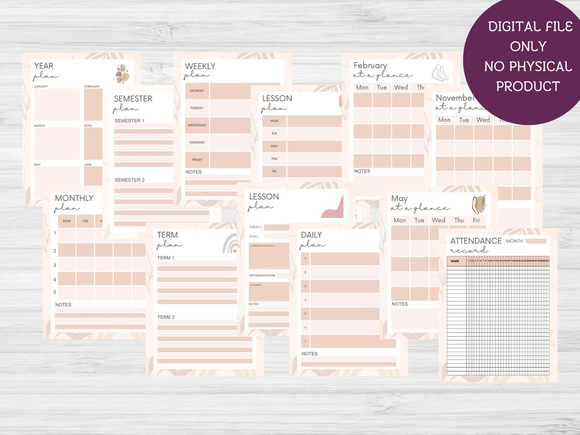 Teacher Planner Printable Academic Planner for School Lesson Plan ...