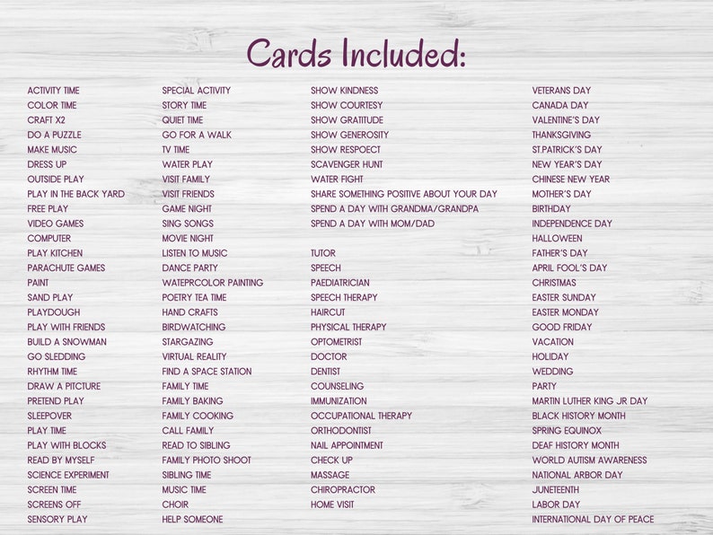 Family Chore Cards for Kids Routine and Activity Cards for Busy Family ...