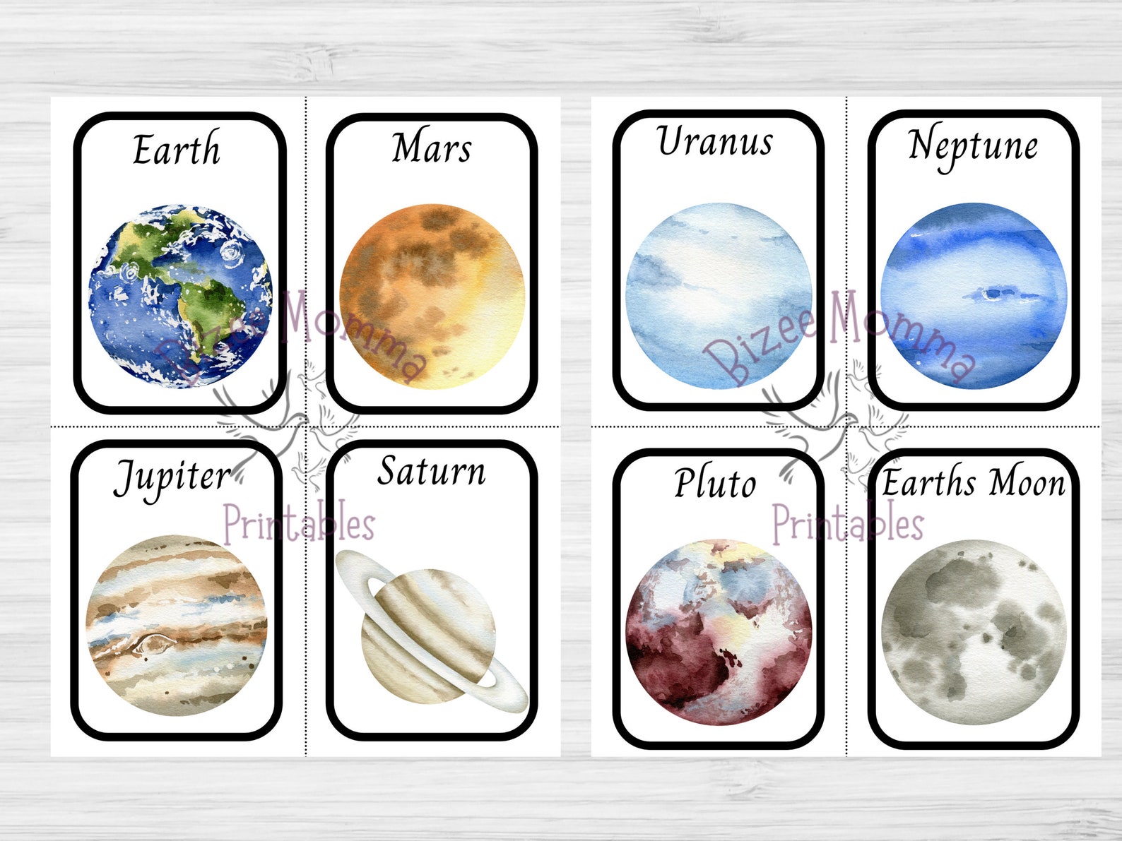 Space Flash Cards, Educational Flash Cards, Flash Cards, Digital Print ...