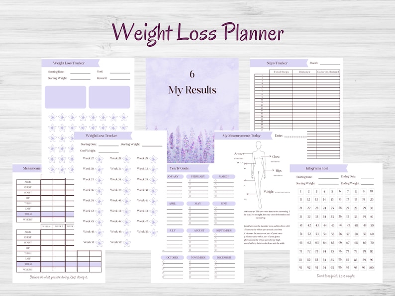 Weight Loss Planner, Planner, Goals, Success, Tracker, Step Tracker ...