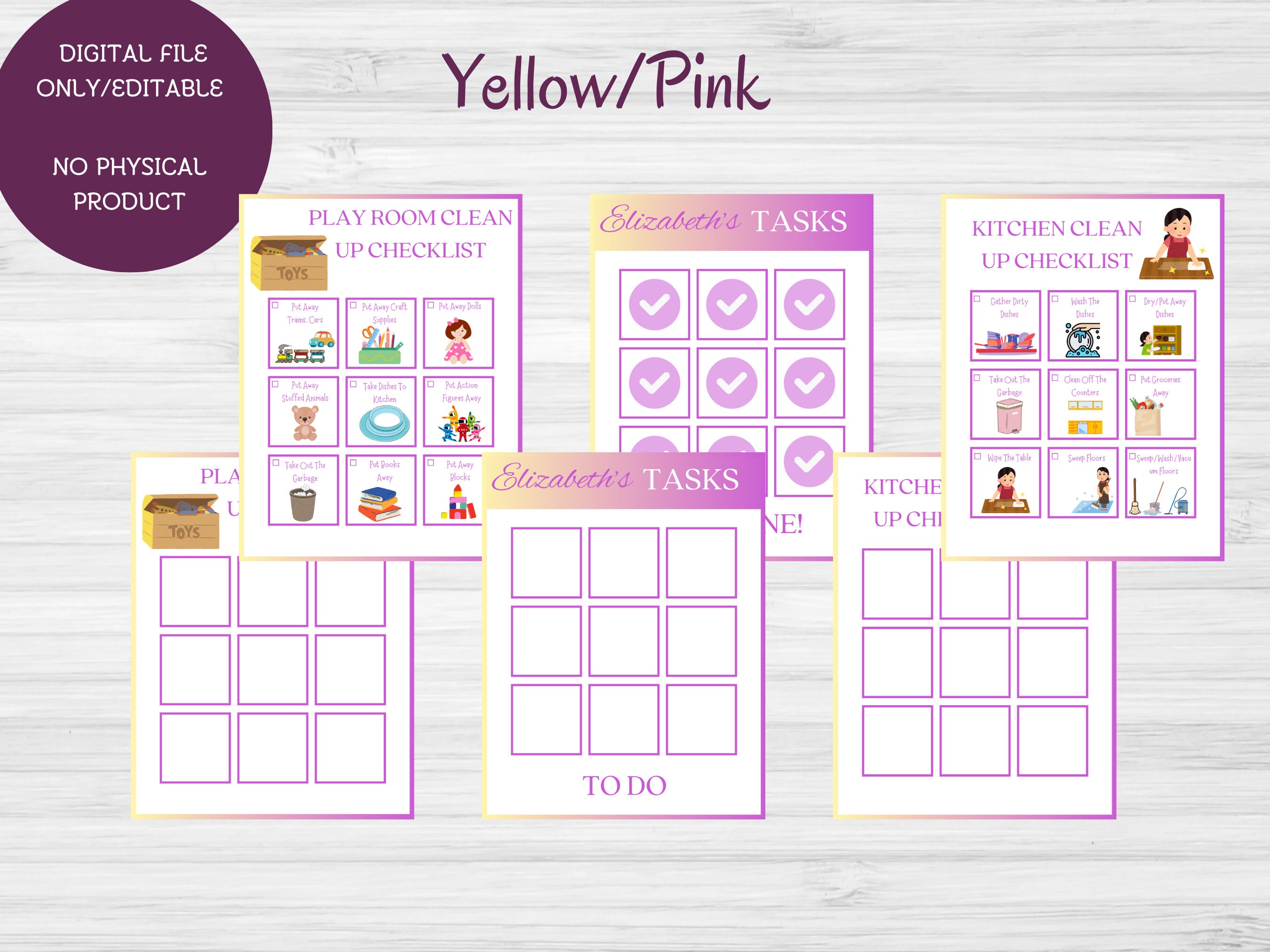 Routine & Chore Charts for Girls, Tasks, Checklists, Kids Printables ...