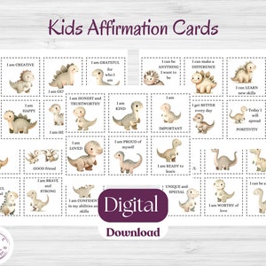 Affirmation Cards for Kids Dinosaur Theme Affirmation Cards for ...