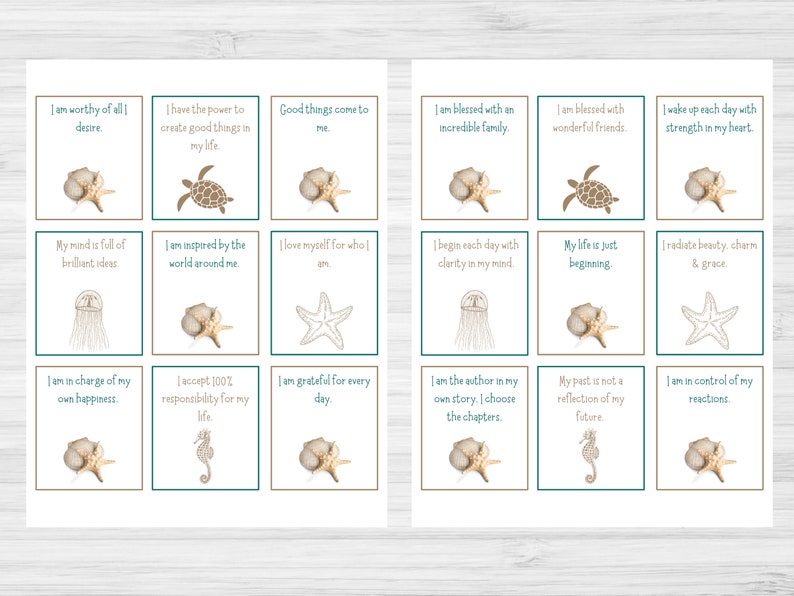 Ocean Affirmation Cards: 50 Printable Mindfulness Cards (digital ...