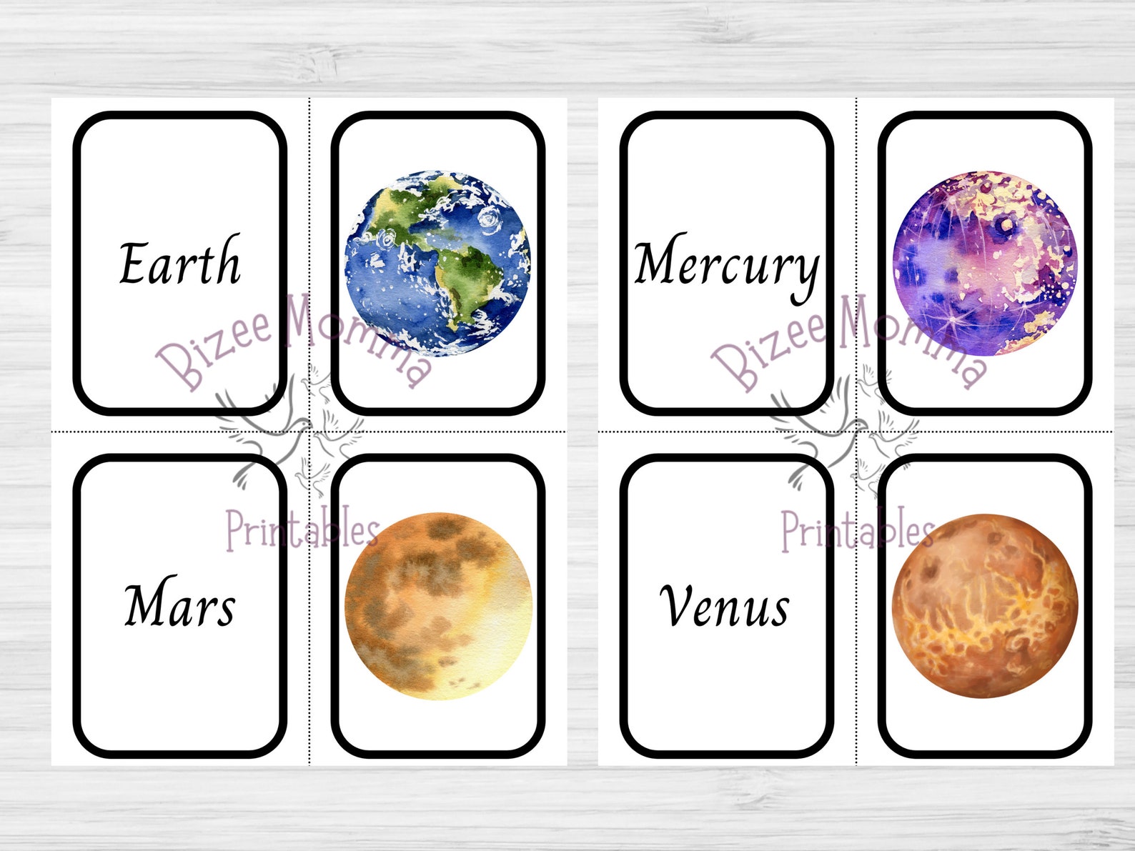 Space Flash Cards, Educational Flash Cards, Flash Cards, Digital Print ...