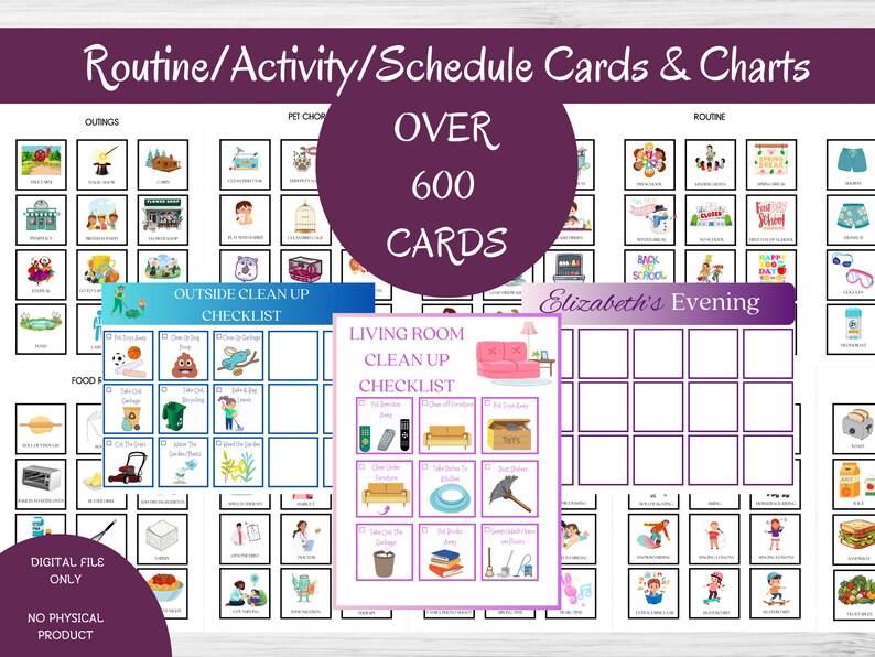 Kids Routine Cards and Schedules and Task Chart for Kids Daily Routine ...