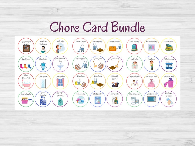 Rainbow Chore Cards, Chore Cards, Chore Card Printables, Chore Circles ...