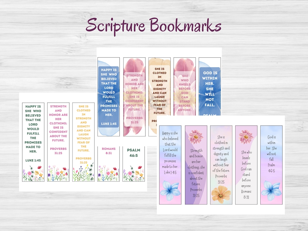 Inspirational Scripture Bookmarks: Encouraging Verses for Daily ...
