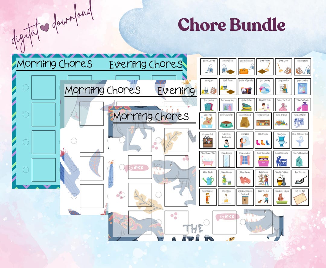 Kids Chore Chart Bundle Printable | Morning Evening Chores | Editable ...
