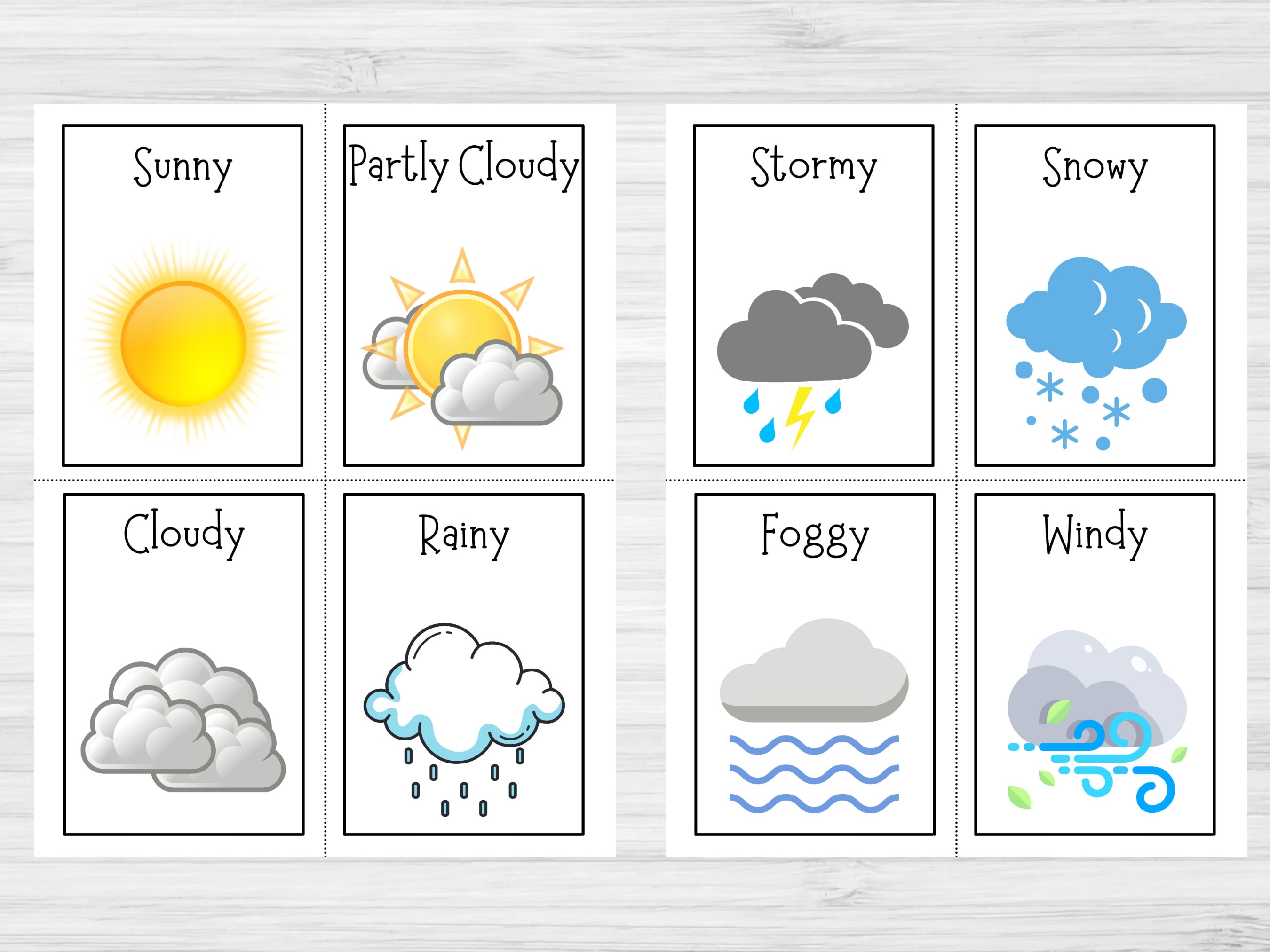Weather Flashcards for Each Season Flashcards for Science Curriculum ...