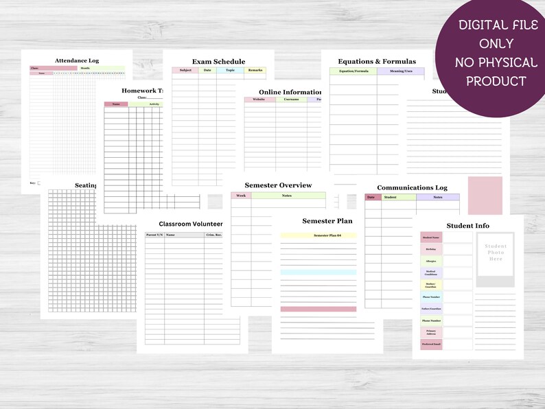 Teacher Planner Printable Academic Planner for School Lesson Plan ...
