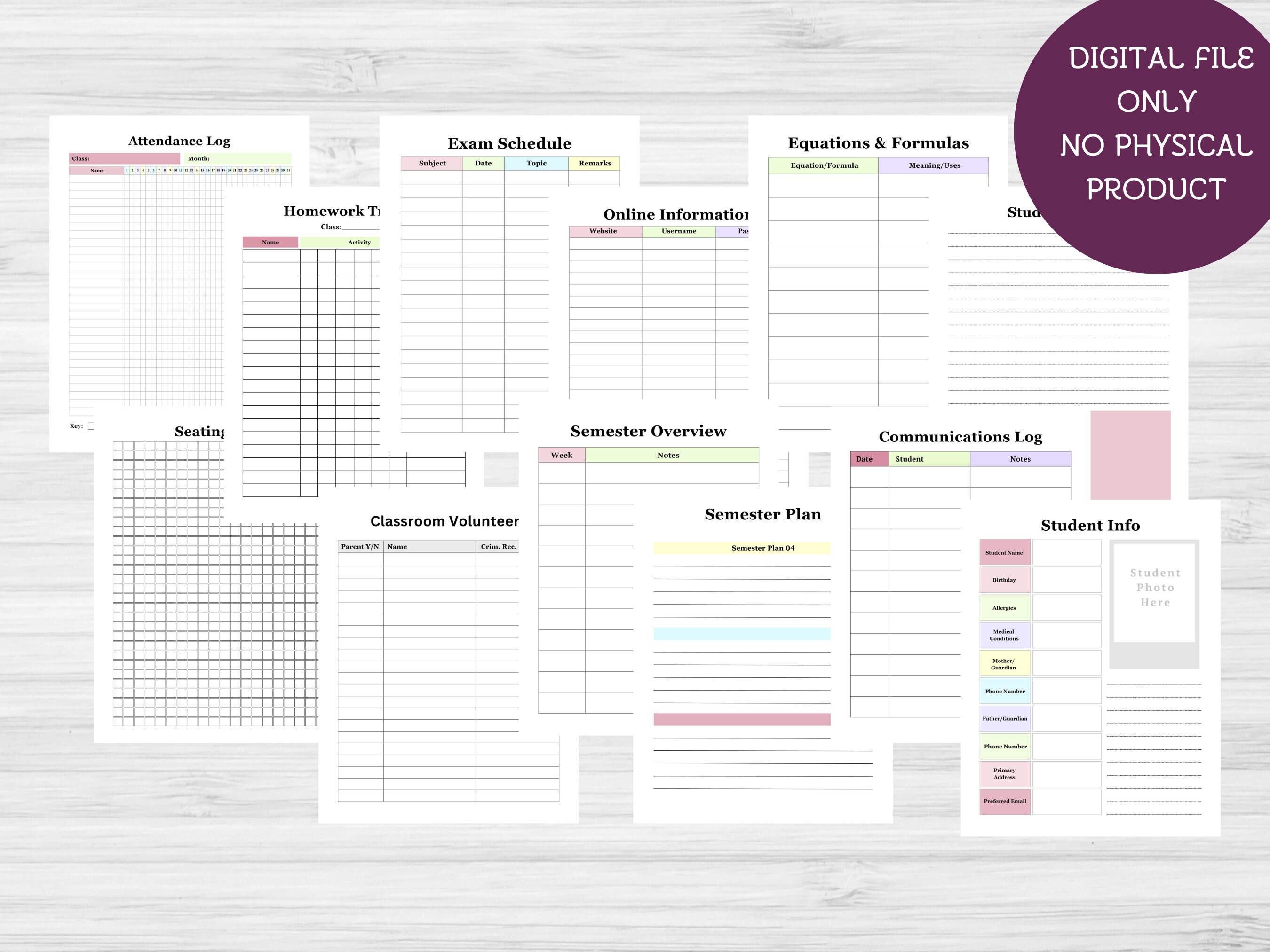 Teacher Planner Printable Academic Planner for School Lesson Plan ...