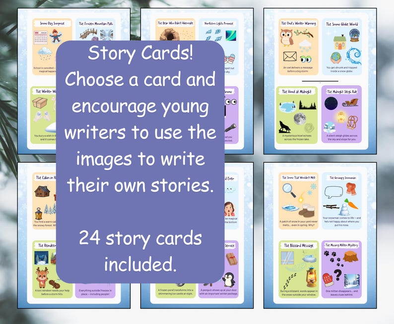Winter Writing Prompts, Story Cards, Roll a Story Game (printable PDF ...