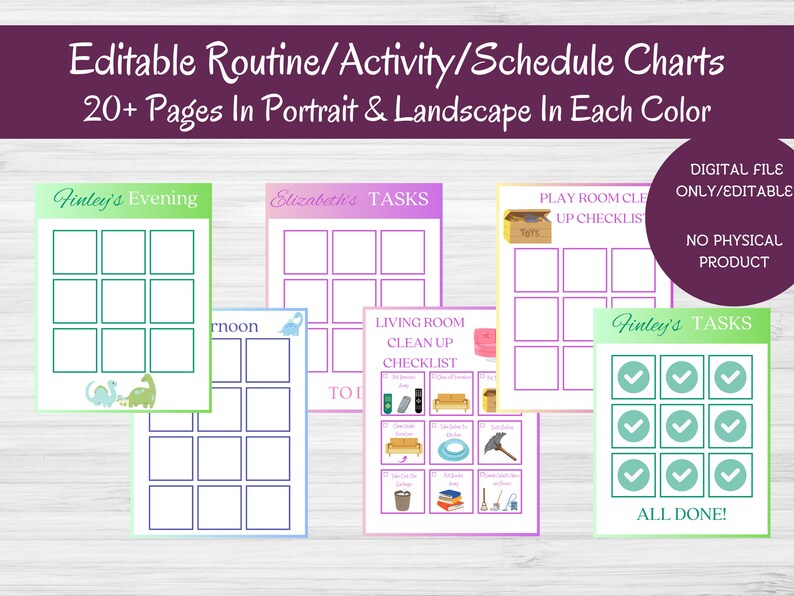 Kids Routine Cards and Schedules and Task Chart for Kids Daily Routine ...