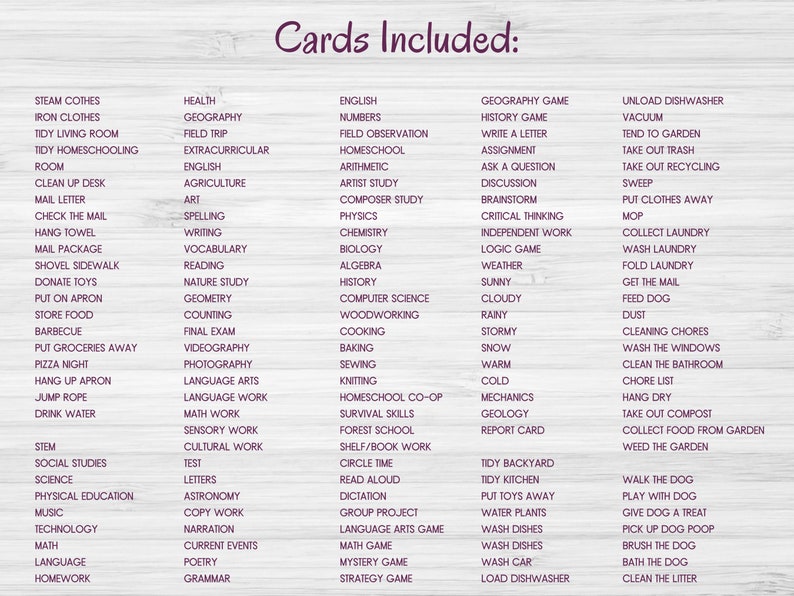 Family Chore Cards for Kids Routine and Activity Cards for Busy Family ...