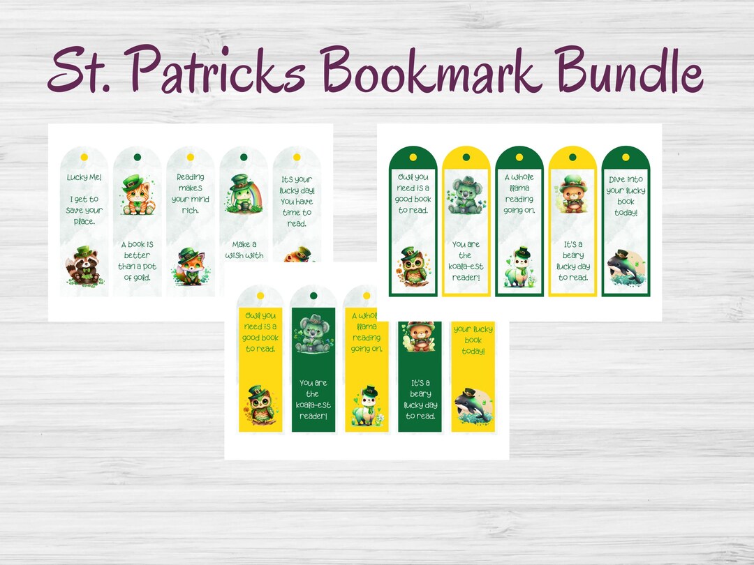 St. Patricks Day, St. Patricks Bookmark, Bookmarks, Childrens Bookmarks ...