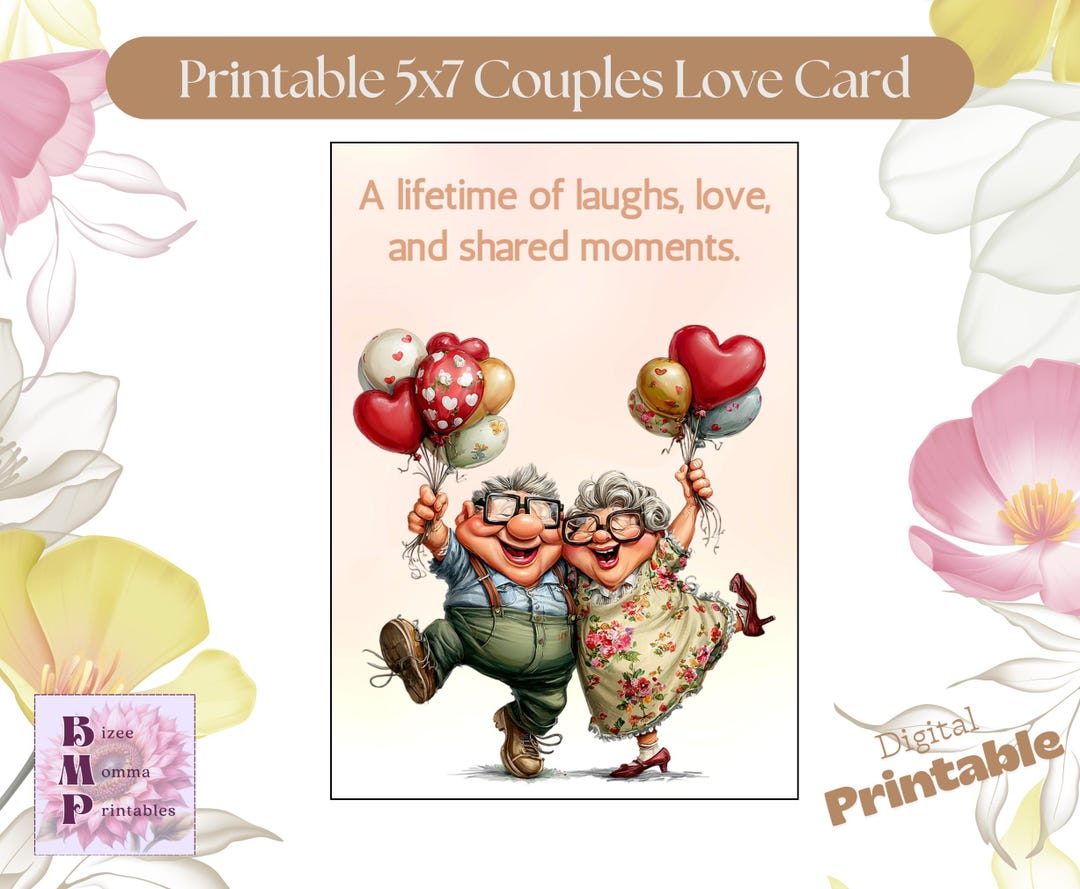Lifetime of Love Printable Anniversary Card | Funny Elderly Couple Card ...
