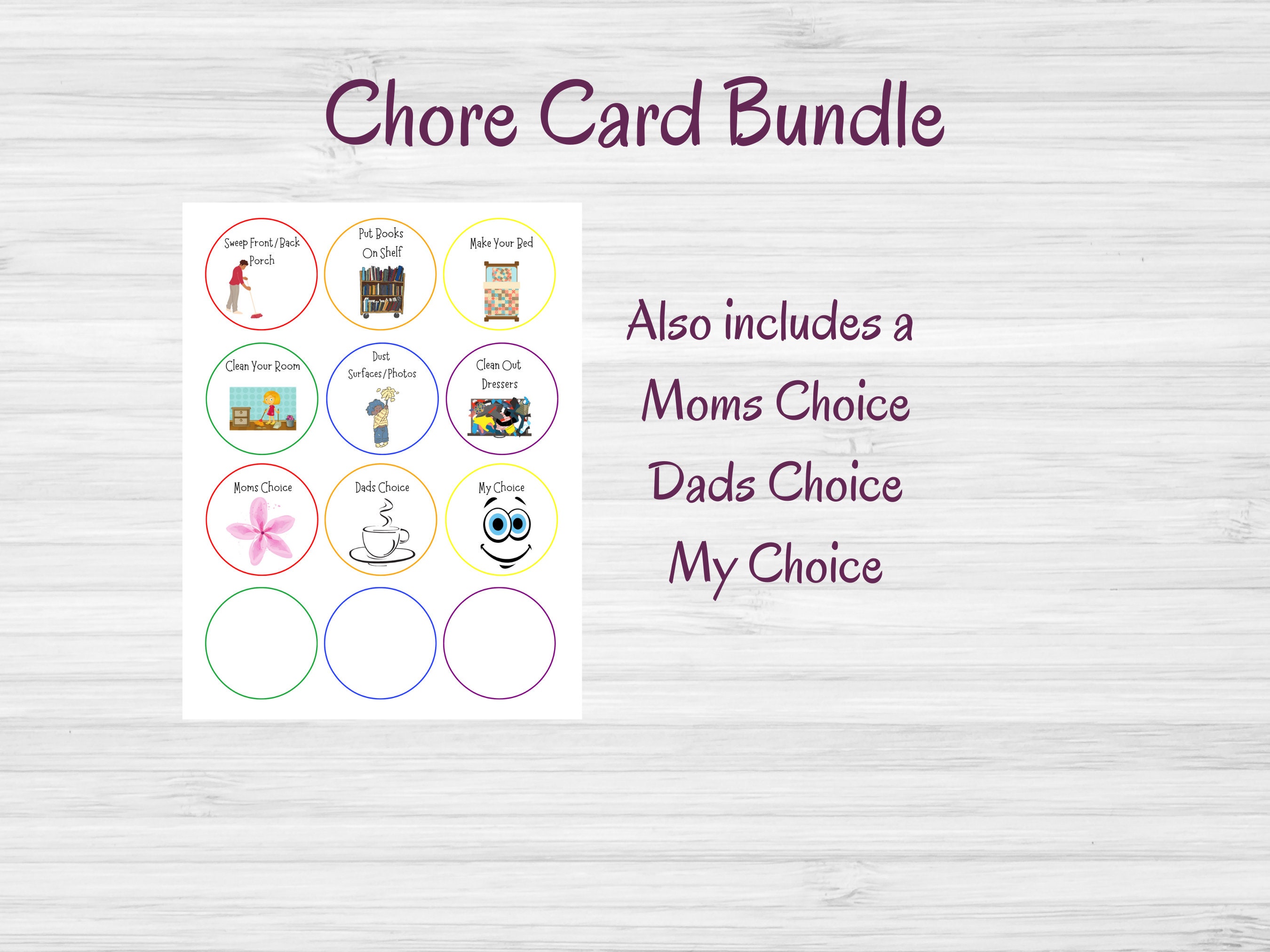 Rainbow Chore Cards, Chore Cards, Chore Card Printables, Chore Circles ...