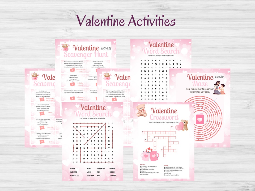 Valentines Printable Activities, Mazes, Crossword, Word Search ...