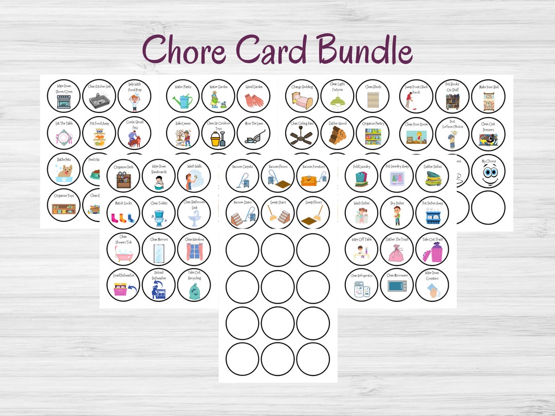 Chore Cards for Kids and Family Chore Cards for Boys and Girls Routine ...