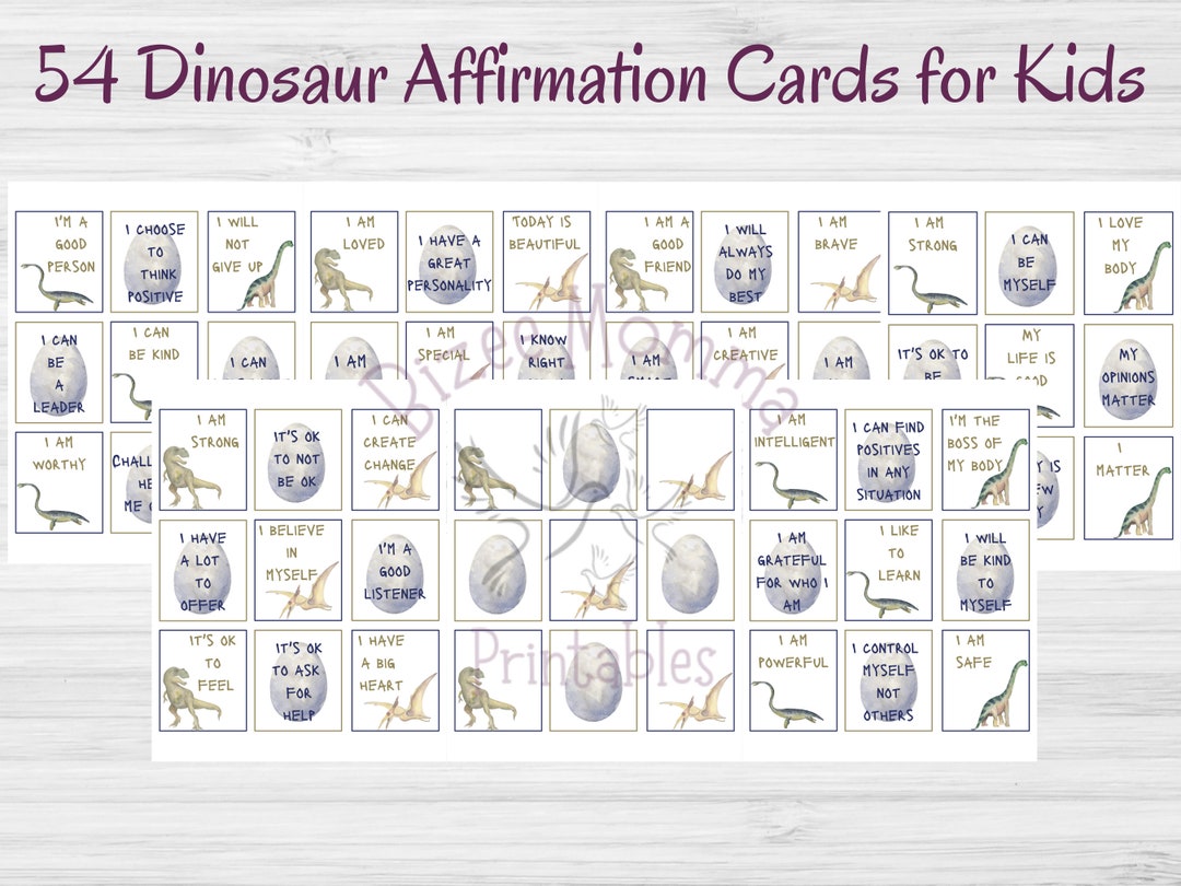 Dinosaur Cards, Dinosaur Affirmations, Affirmations for Kids ...